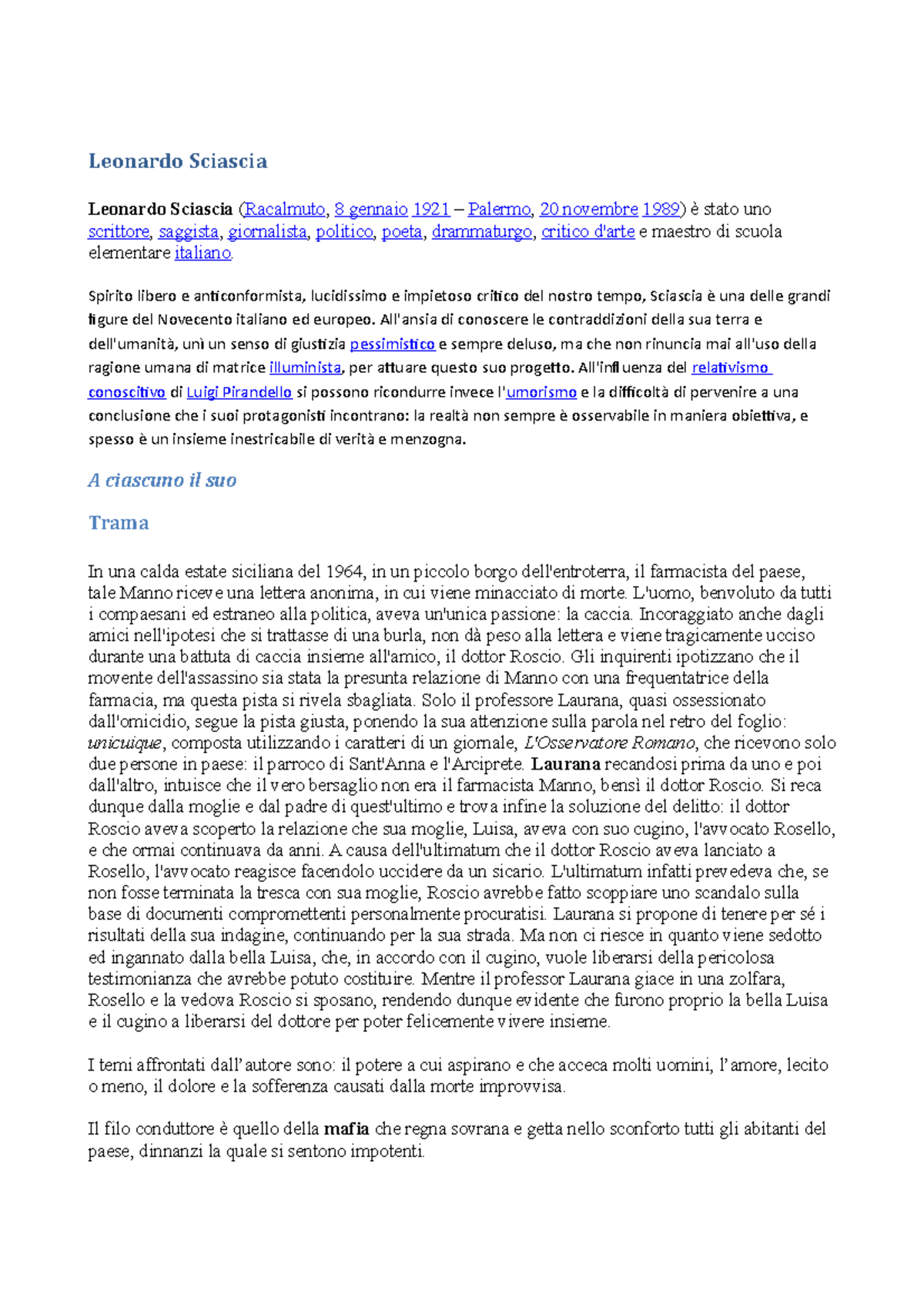 Leonardo Sciascia - Leonardo Sciascia Leonardo Sciascia (Racalmuto, 8 ...