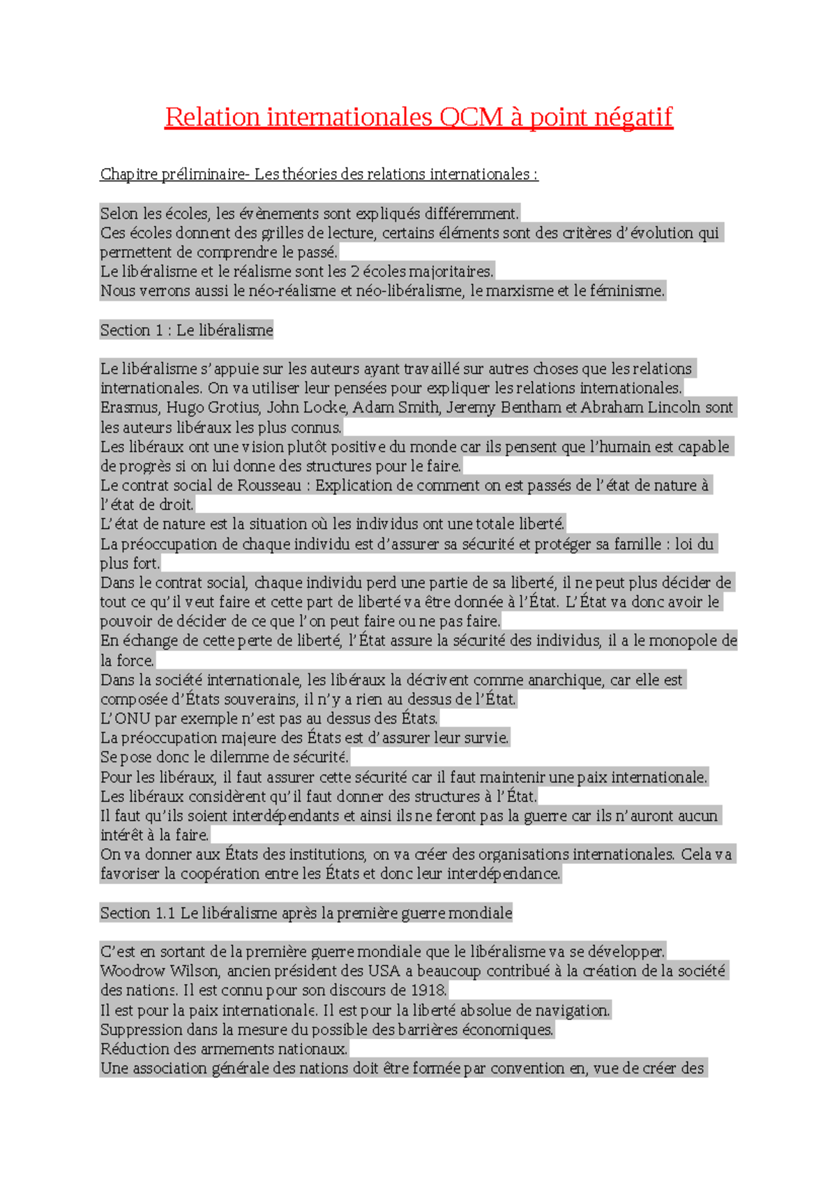 CM relation internationales 2023 - Relation internationales QCM à point ...