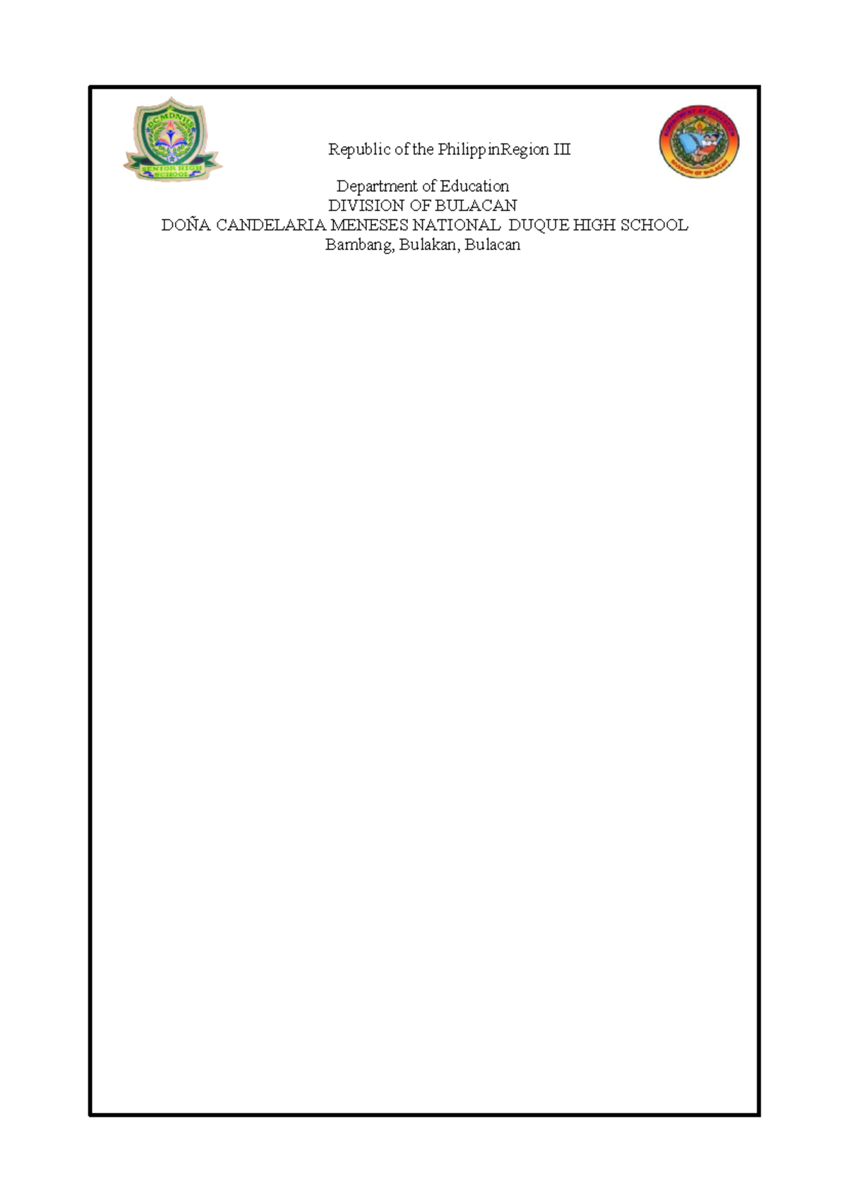 Research- Border-SHS - Bachelor of Secondary Education - Republic of ...