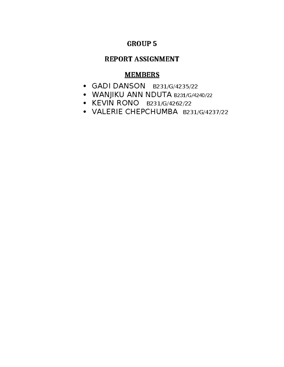 Report ON Resources IN Kenya 1 - GROUP 5 REPORT ASSIGNMENT MEMBERS GADI ...