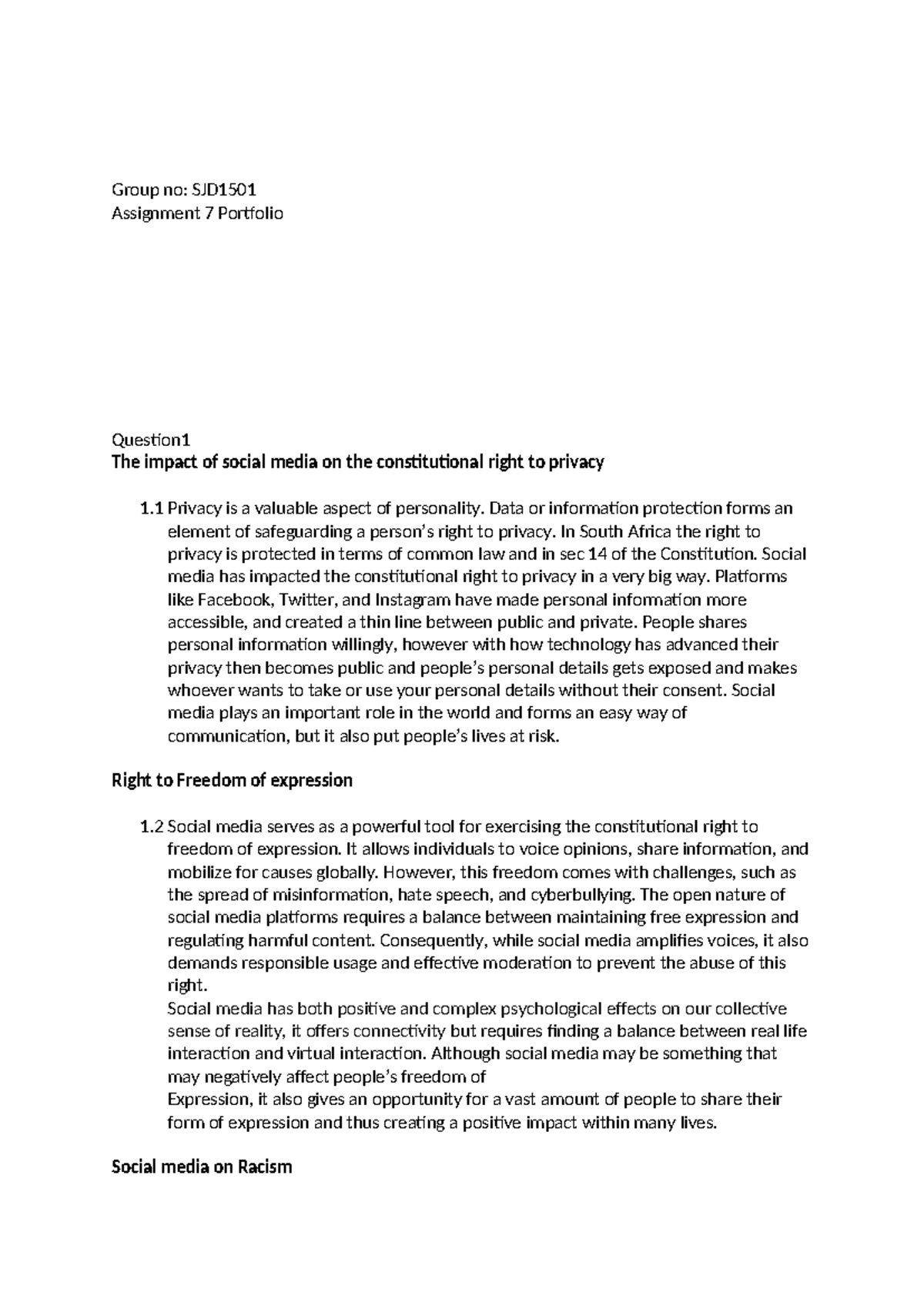 Assignment 7 SJD1501 - Group no: SJD Assignment 7 Portfolio Question ...