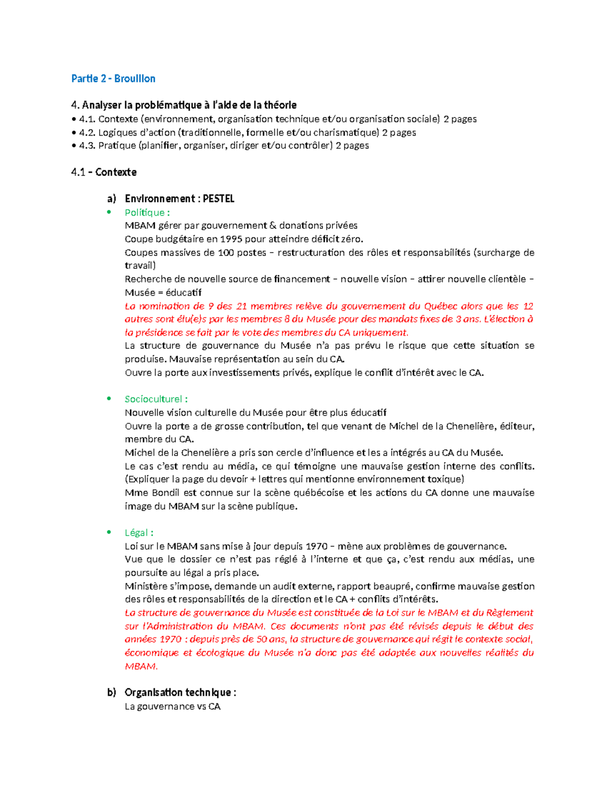 Analyse de cas (Nathalie Bondil)- Partie 2 - Brouillon - Partie 2 ...