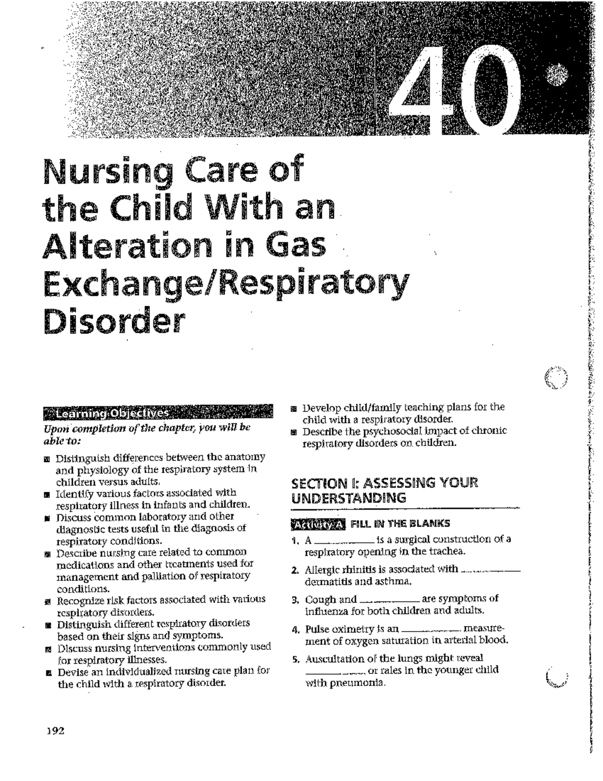 Respiratory Study Guide (40) and Cardiovascular (41) - 40 Nursing Care ...