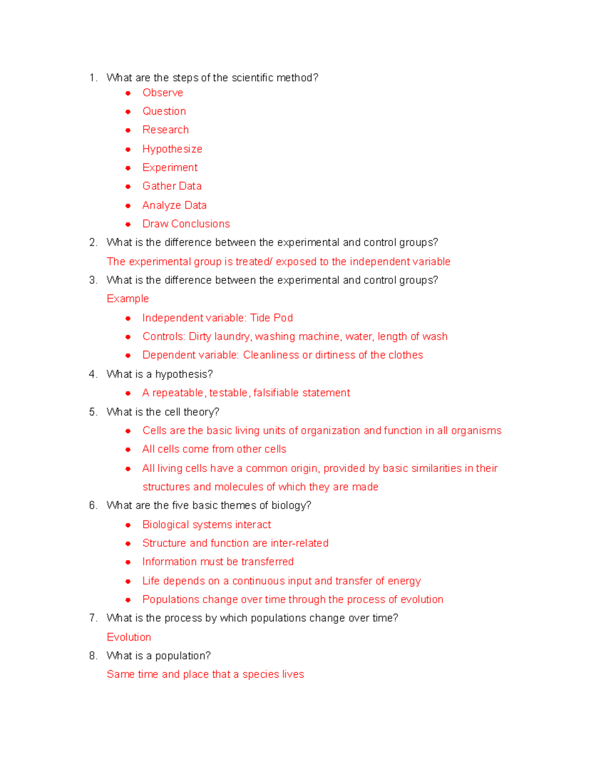 Bio 103 Study guide - What are the steps of the scientific method ...