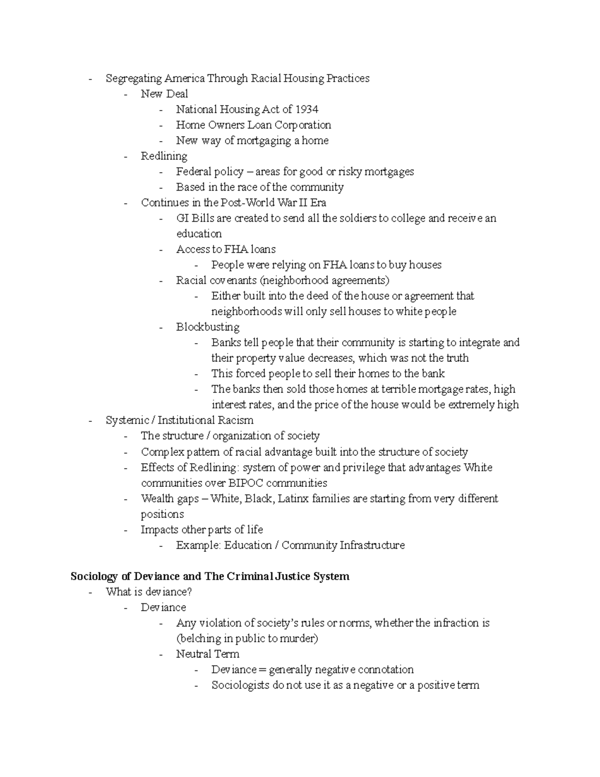 Sociology of Deviance and The Criminal Justice System - Segregating ...