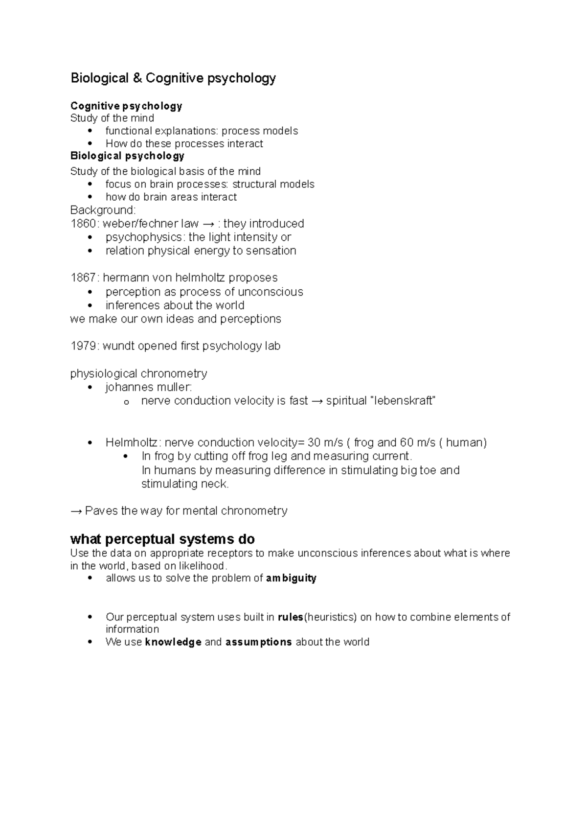 Biocog - college aantekeningen - Biological & Cognitive psychology ...