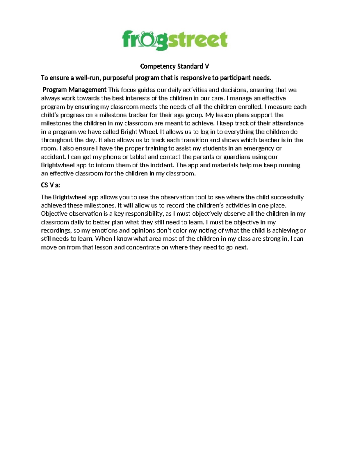 Competency Statement V Template CC - Competency Standard V To ensure a ...