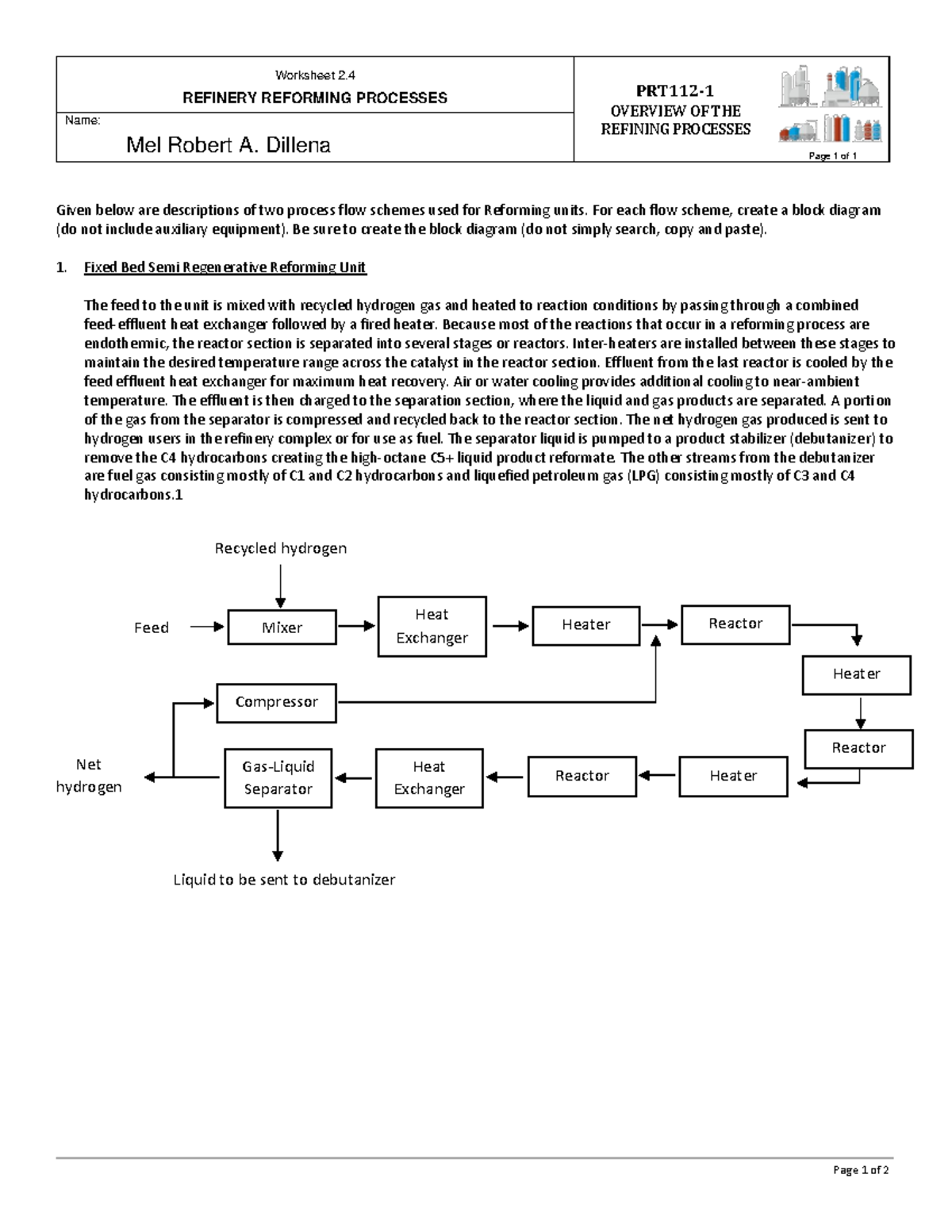 PRT112-2%20WS%202 - Page 1 of 2 Worksheet 2. REFINERY REFORMING ...