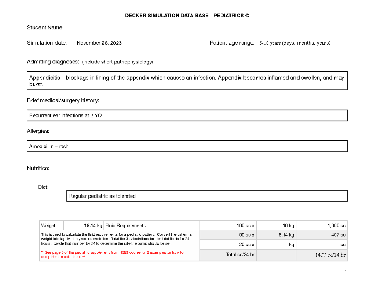Simulation Pediatric Database - DECKER SIMULATION DATA BASE ...