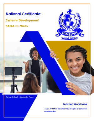 1. SAQA 14924- Learner Workbook done - - Studocu