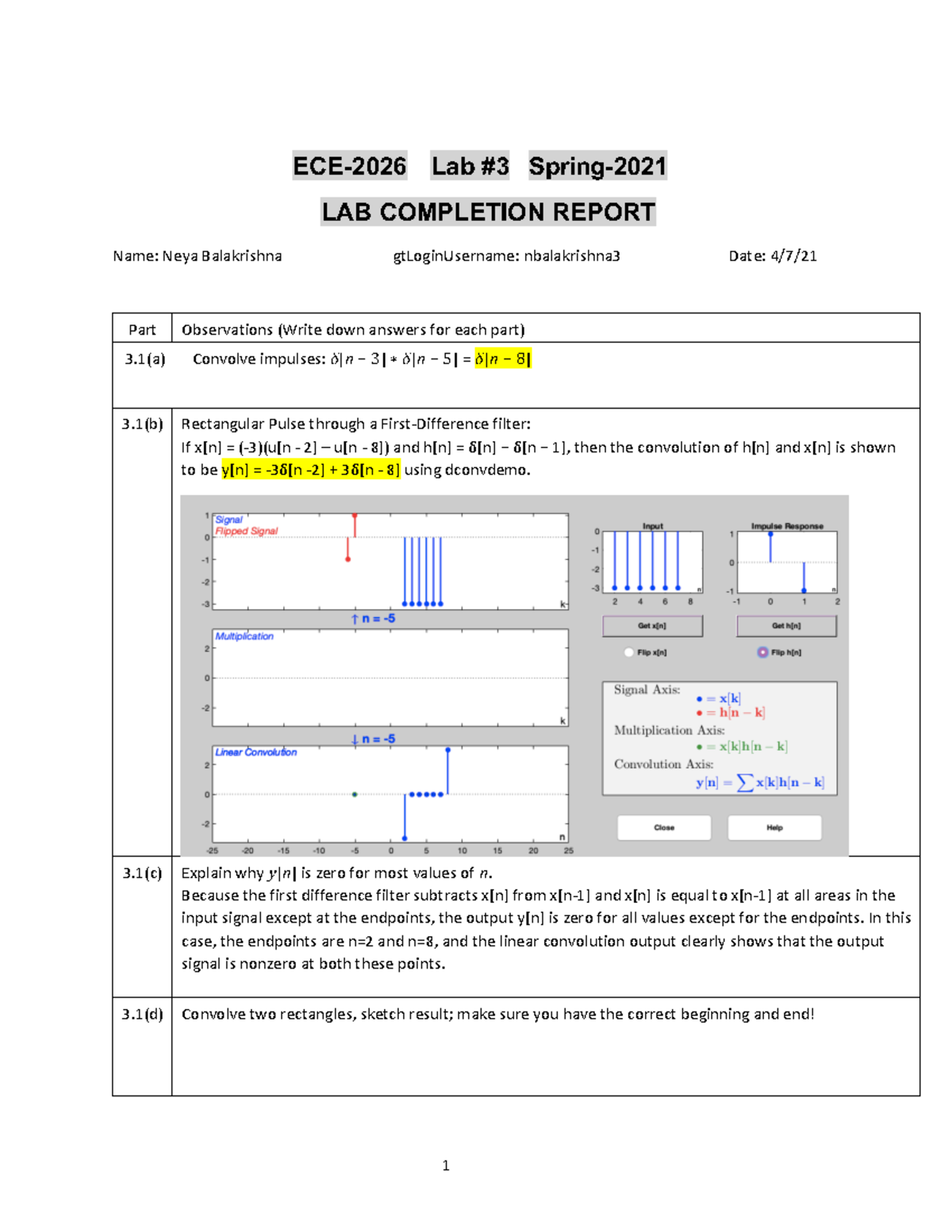 Lab #5 Report + Code - ECE-2026 Lab # 3 Spring- LAB COMPLETION REPORT ...