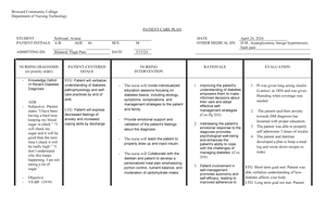 Ortho Neuro Care plan 1 - Care plan example - Nursing Care Plan ...