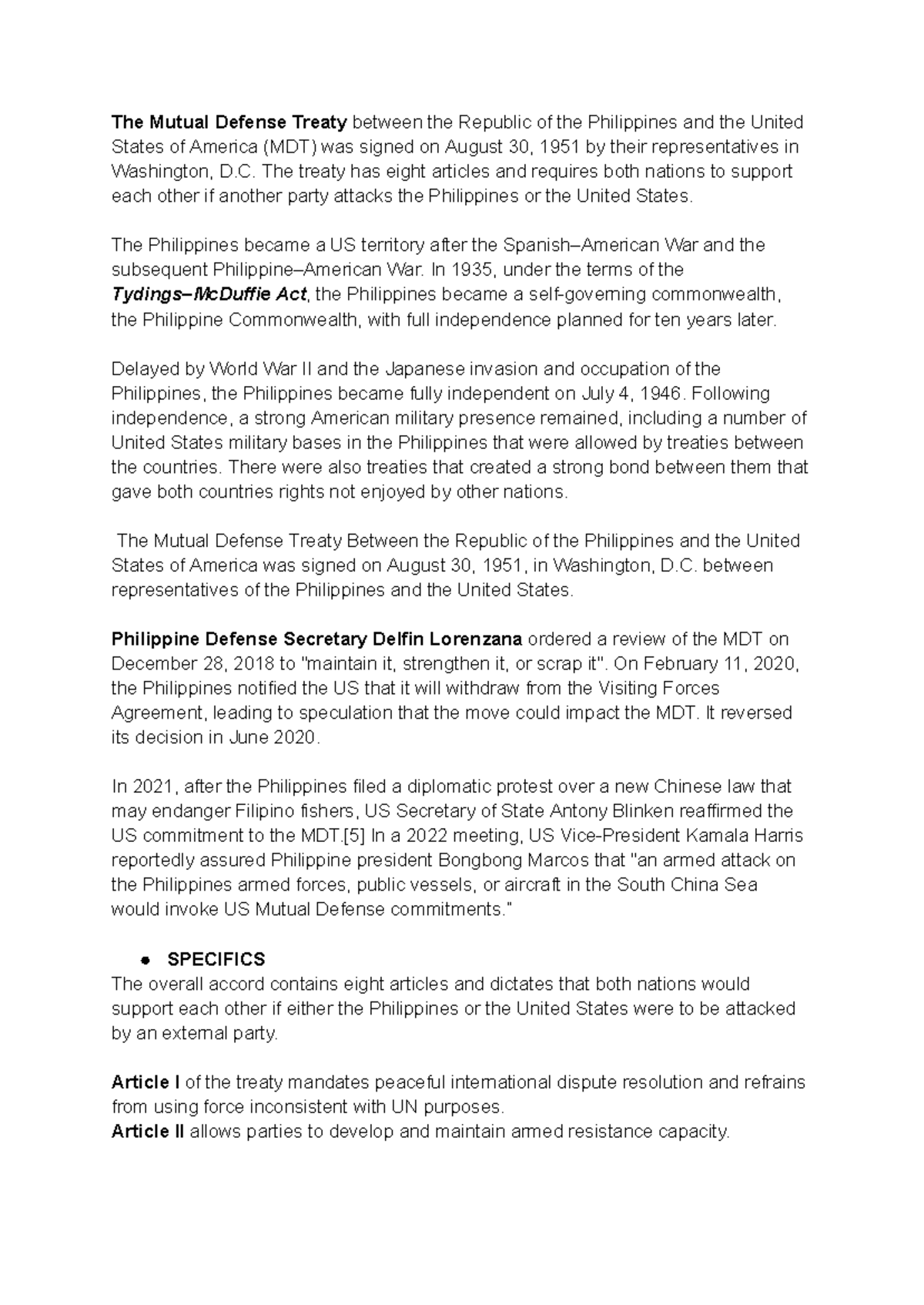 Mutual Defense Treaty -RPH (2)-1 - The Mutual Defense Treaty between ...
