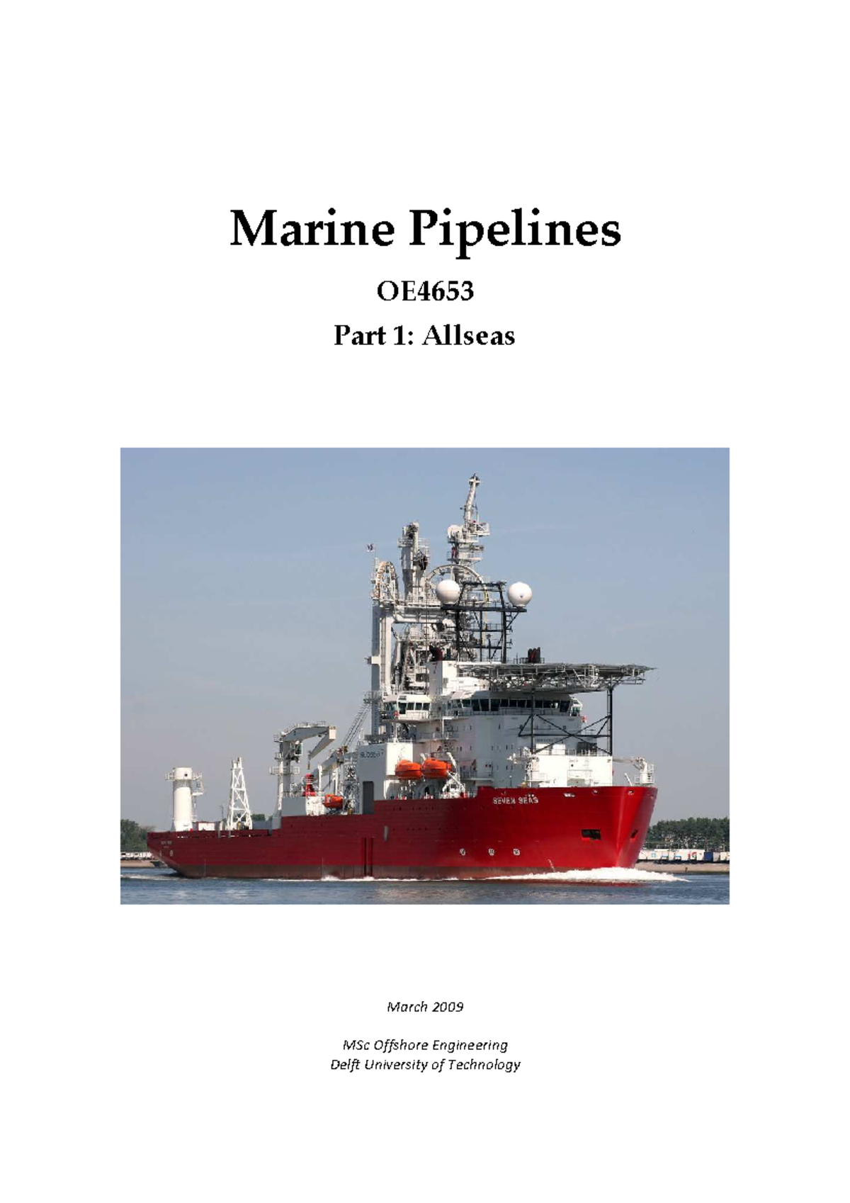 Summary Marine Pipelines - Allseas - Marine Pipelines OE Part 1 ...