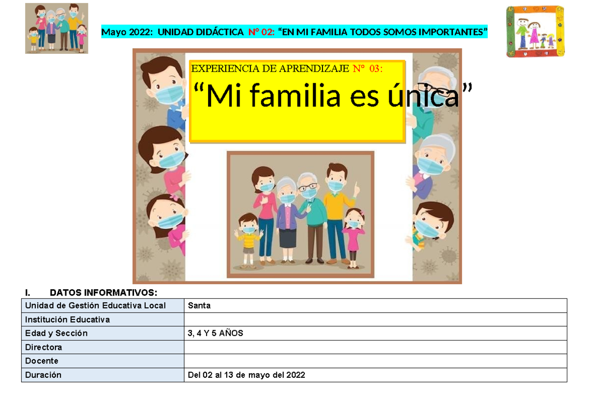 Mi familia es única Amauta-Perú - Mayo 2022: UNIDAD DIDÁCTICA N° 02 ...