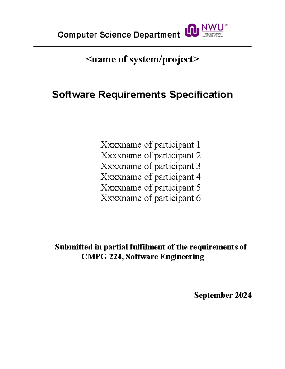 CMPG224 SDD Template 2024 - Computer Science Department Software - Studocu