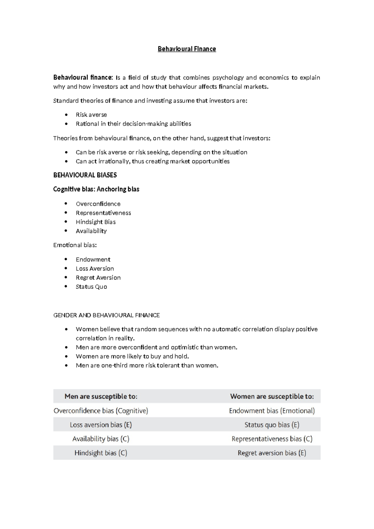 Chapter 5 - adsad - Behavioural Finance Behavioural finance: Is a field ...