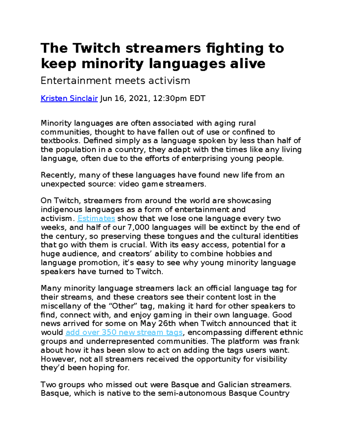The Twitch streamers fighting to keep minority languages alive - The ...