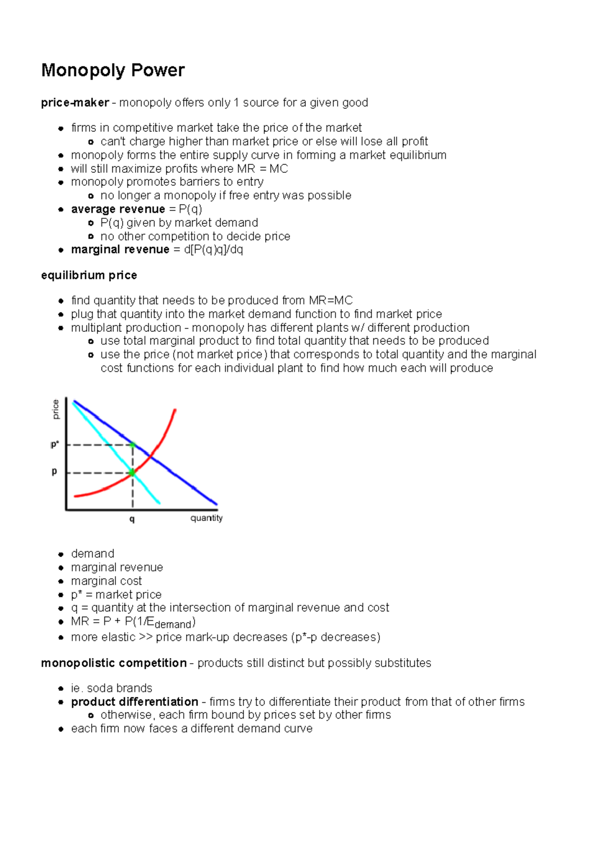 Monopoly Power -price-maker -equilibrium price -monopolistic ...