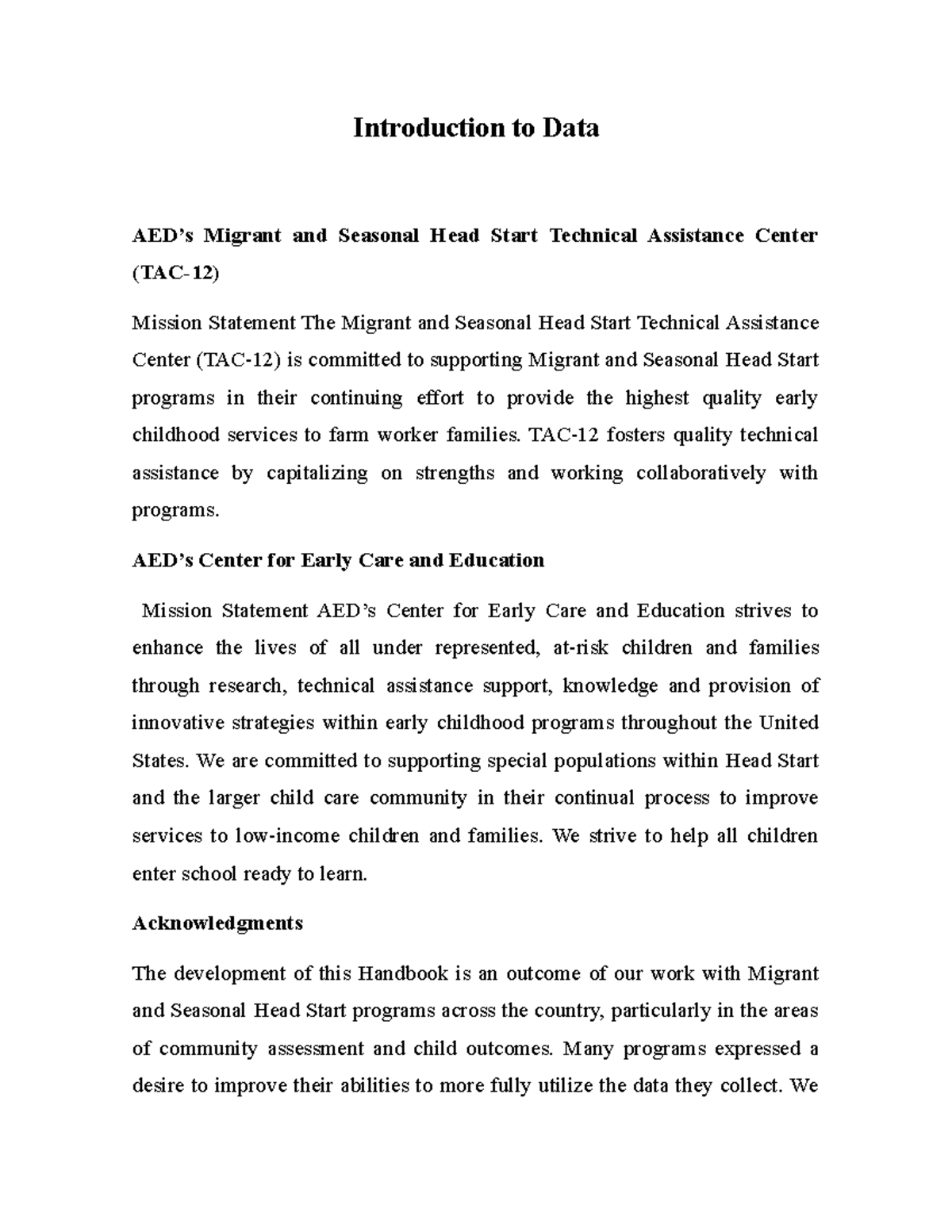 Introduction to Data - Data tips - Introduction to Data AED’s Migrant ...