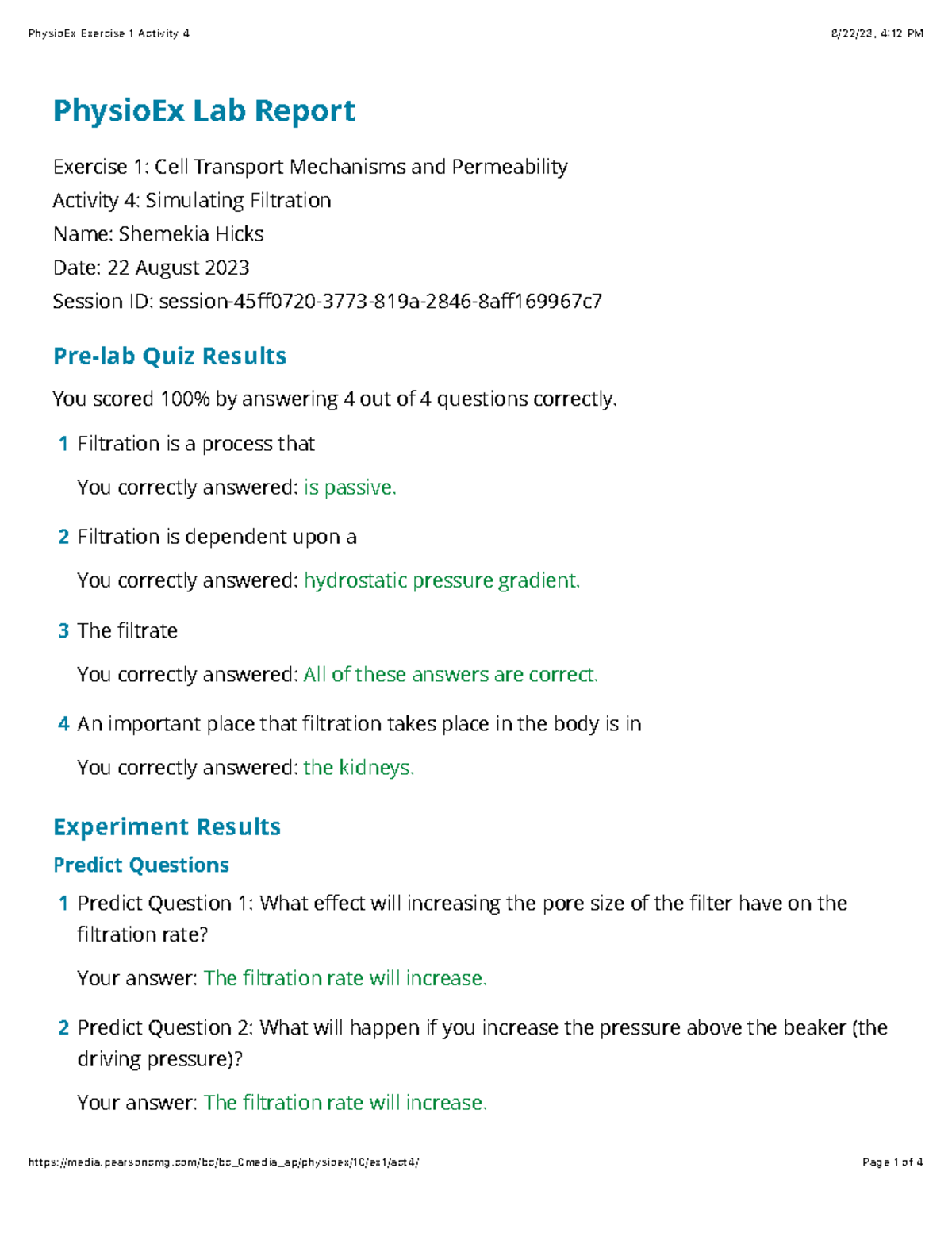 Physio Ex Exercise 1 Activity 4 - PhysioEx Lab Report Exercise 1 : Cell ...