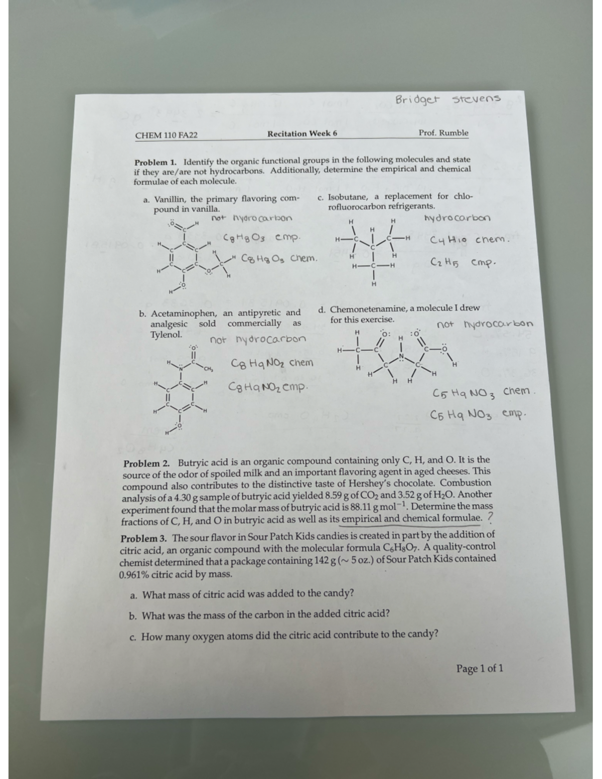 IMG 0329 - chem 110 worksheet - CHEM 110 - Studocu