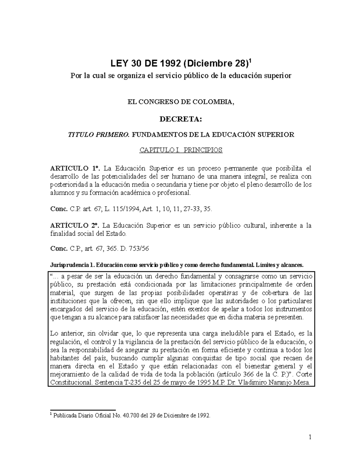LEY 30 DE 1992 1ra parte Ok - LEY 30 DE 1992 (Diciembre 28)1 Por la ...