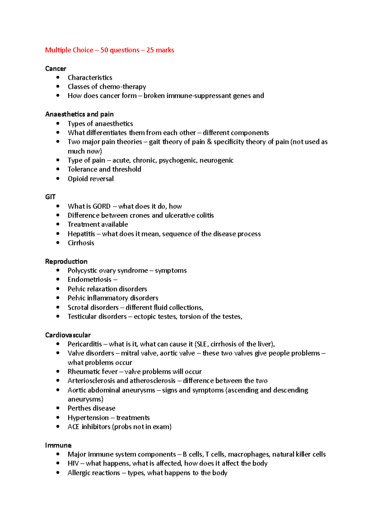 Multiple Choice – 50 questions – 25 marks - Multiple Choice – 50 ...