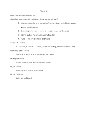Form - The form of film and how it changes film - Form- overall set of ...