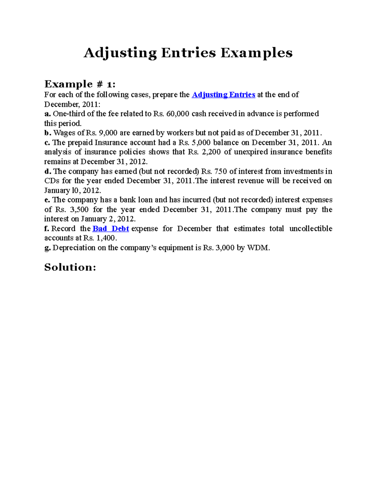 Adjusting Entries Examples - Adjusting Entries Examples Example # 1 ...
