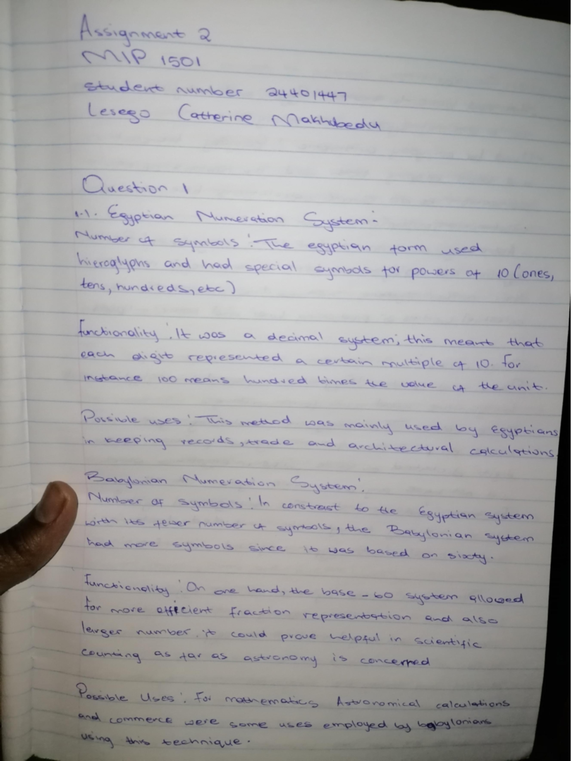 MIP1501 assignment 2 - Assignment 2 MIP 1501 student number 24401447 ...