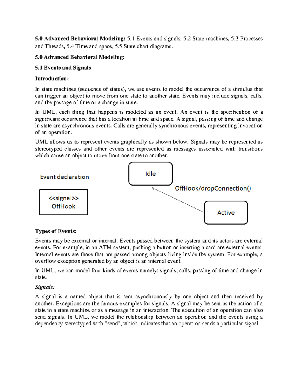 Ooad unit 5 - 5 Advanced Behavioral Modeling: 5 Events and signals, 5 State machines, 5 ...