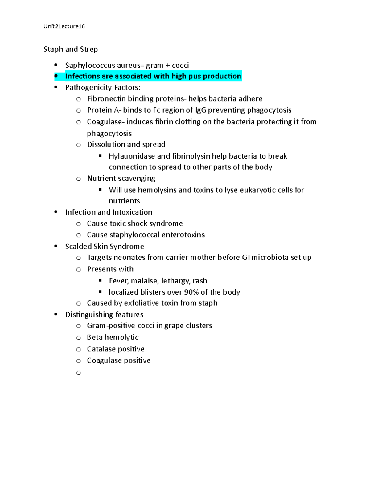Unit2Lecture 16Stap Strep - Unit2Lecture Staph and Strep Saphylococcus ...