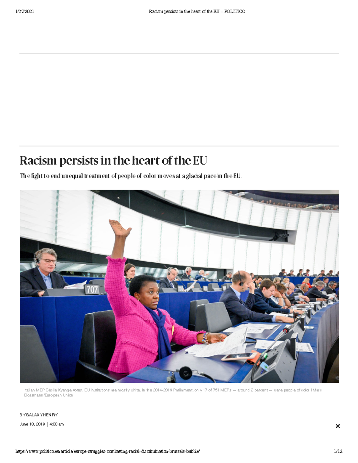 Racism persists in the heart of the EU – Politico - MIS 306 - SDSU ...