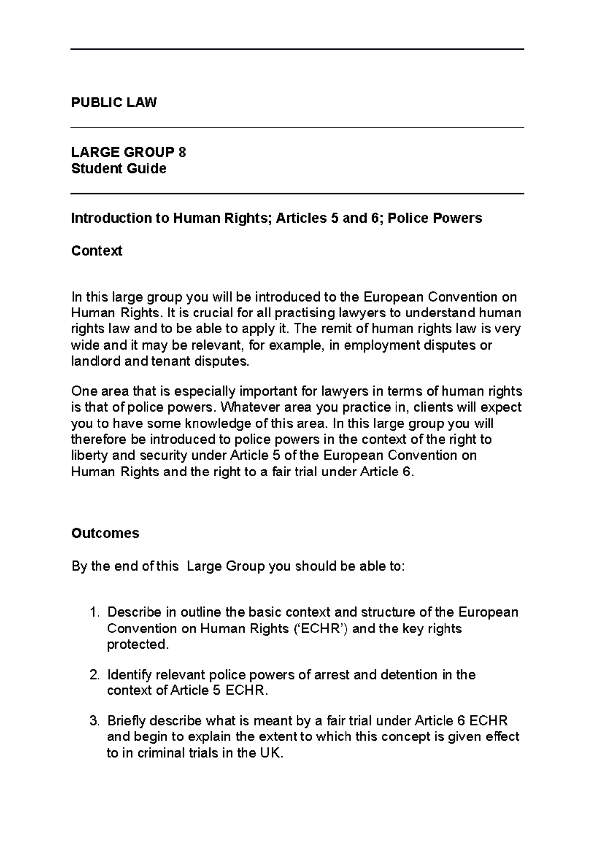 Introduction to Human Rights - PUBLIC LAW LARGE GROUP 8 Student Guide ...