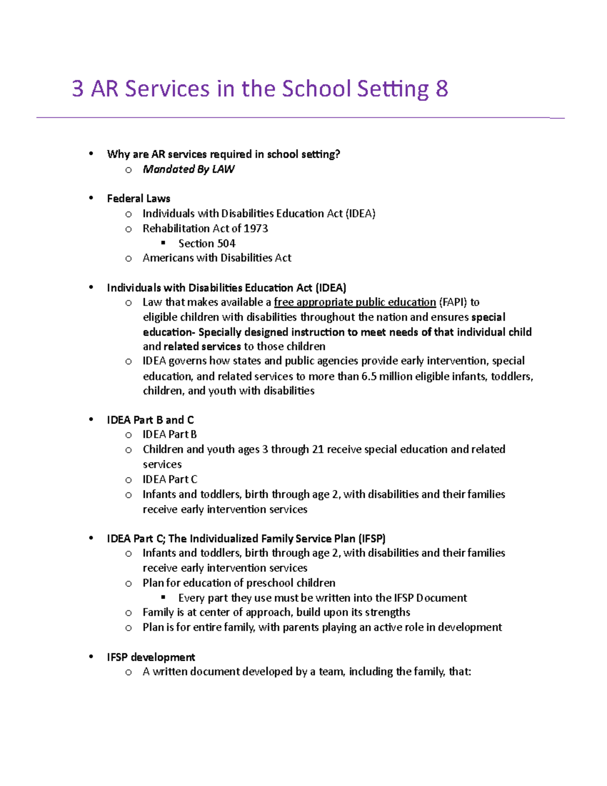 AR Systems in Schools - 3 AR Services in the School Setting 8 - Why are ...