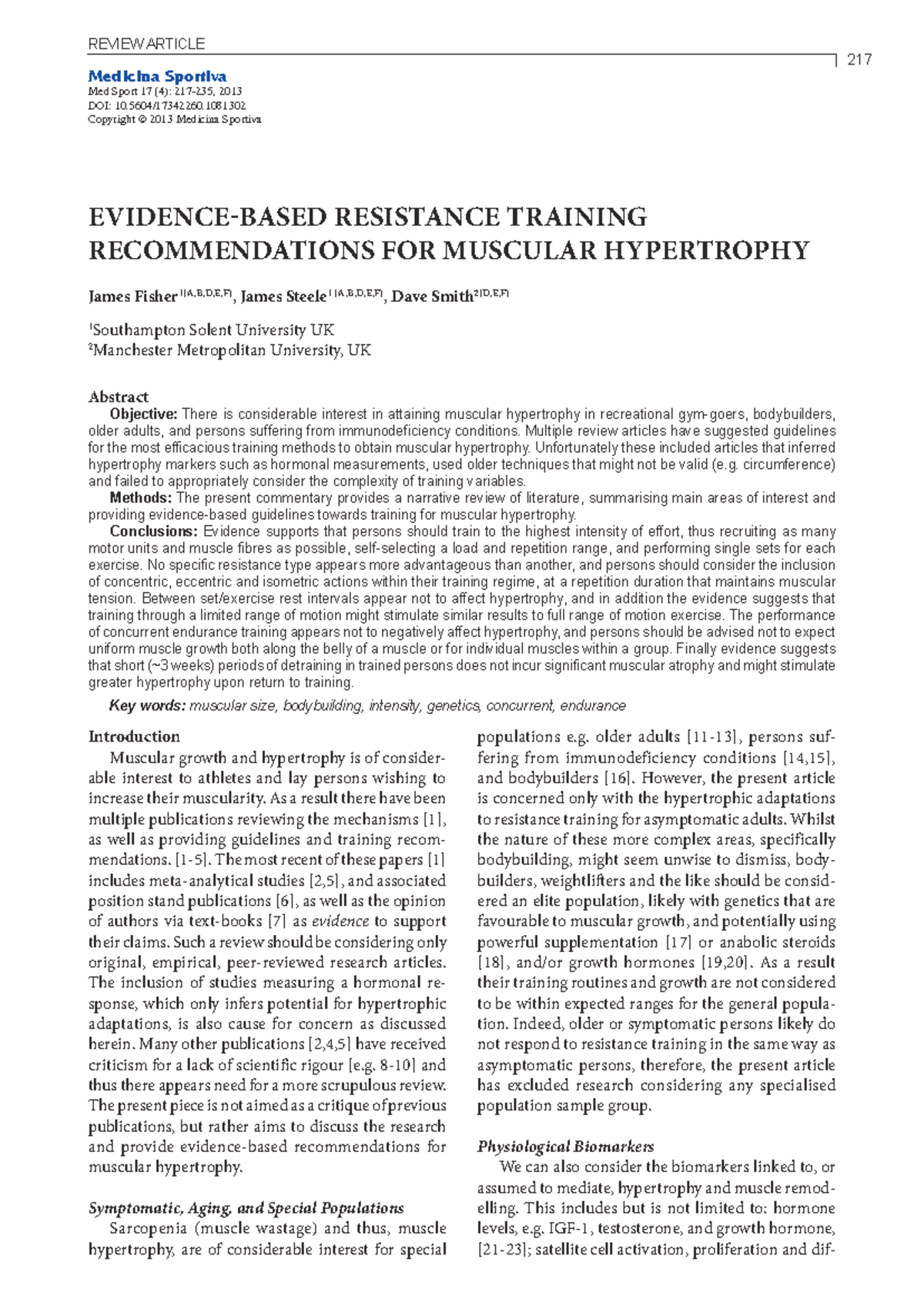 Evidence based resistance training recommendations for muscular ...