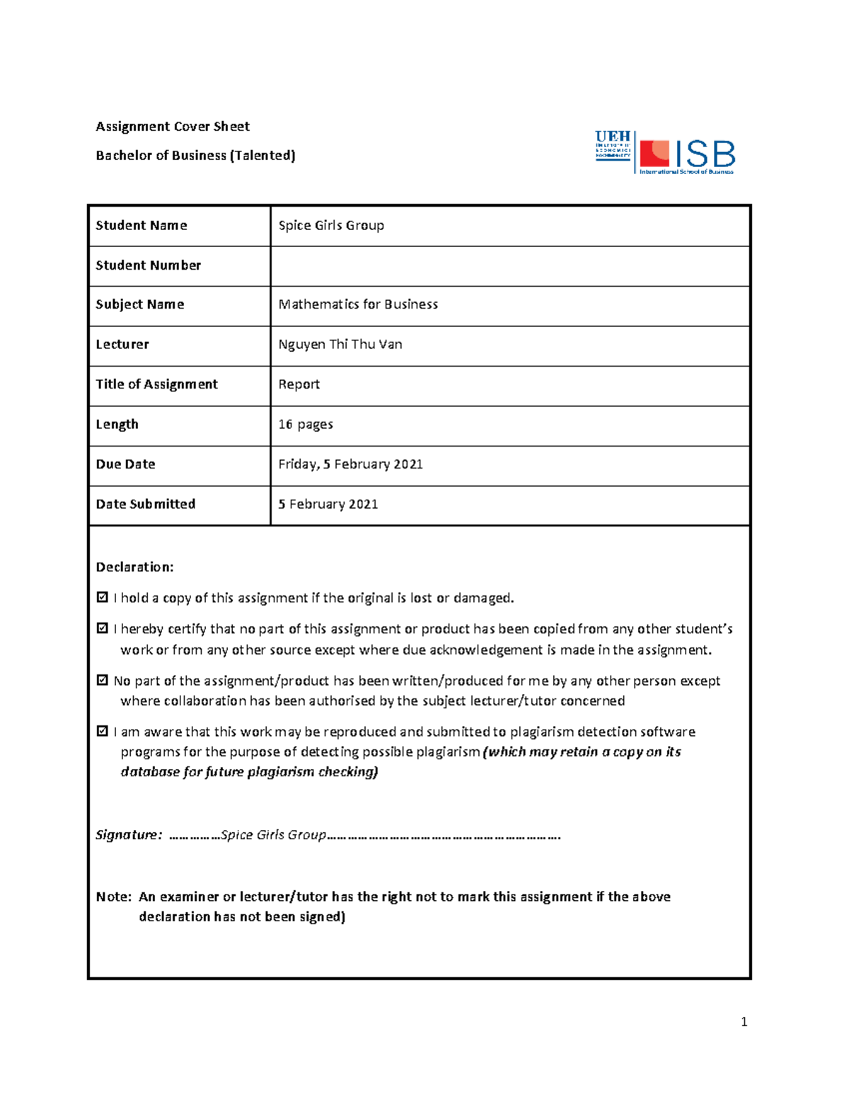 Report Excel Financial Functions - Assignment Cover Sheet Bachelor of ...
