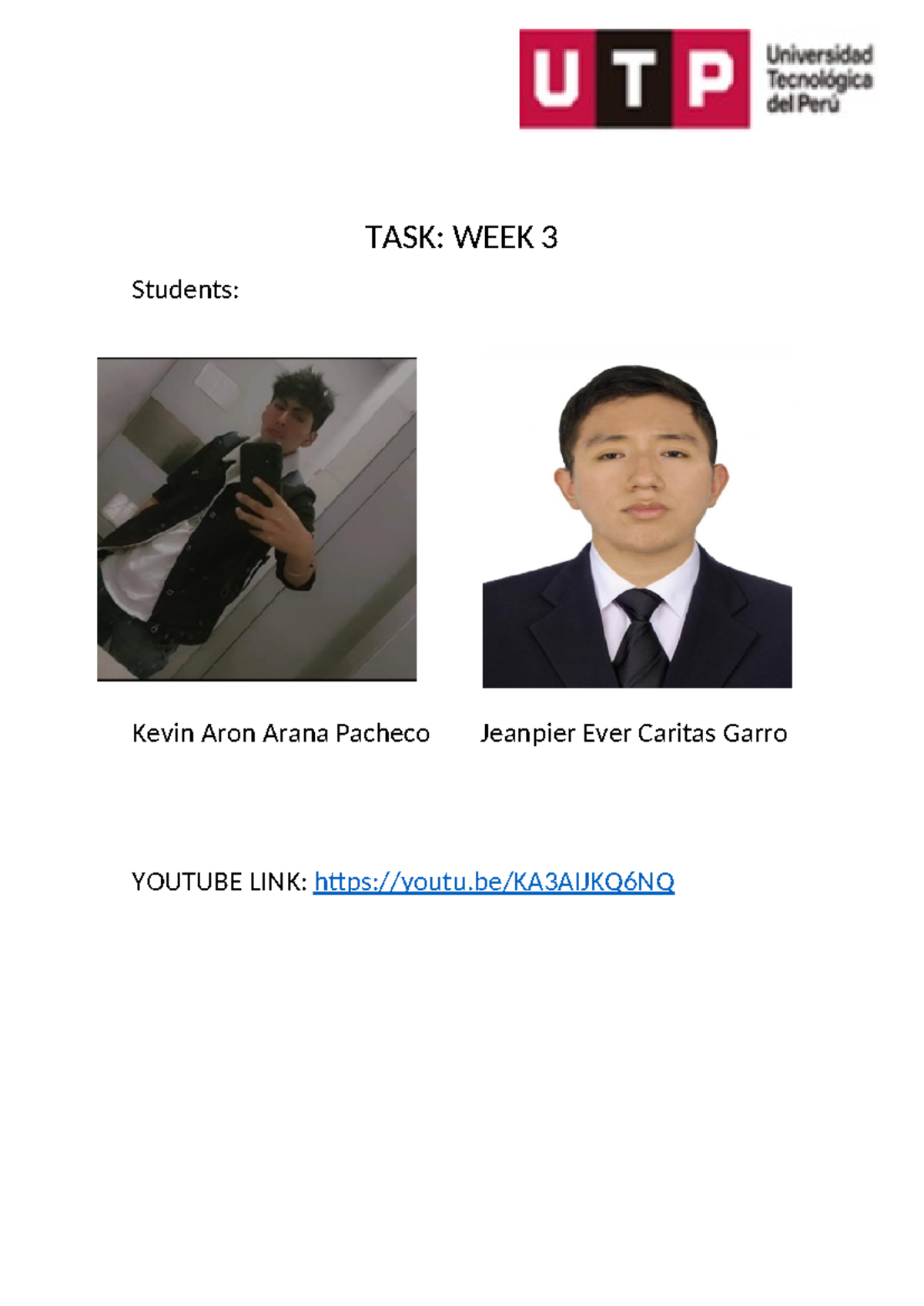 Week 03 - Task Assignment - Family events - TASK: WEEK 3 Students: Kevin Aron Arana Pacheco ...
