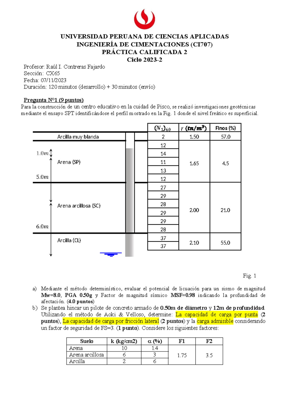PC2-Ing de Cimentaciones 2023-2 - UNIVERSIDAD PERUANA DE CIENCIAS APLICADAS INGENIERÍA DE - Studocu
