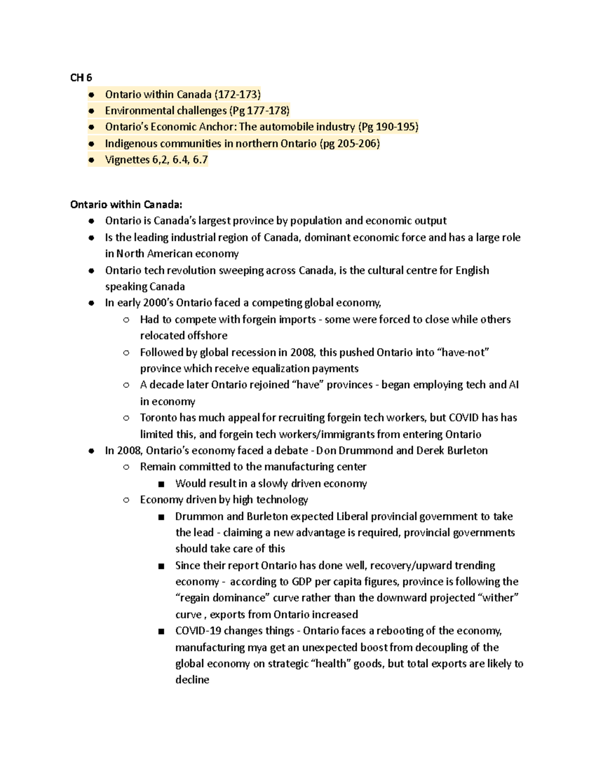 Chapter 6 Textbook Notes - CH 6 Ontario within Canada (172-173 ...