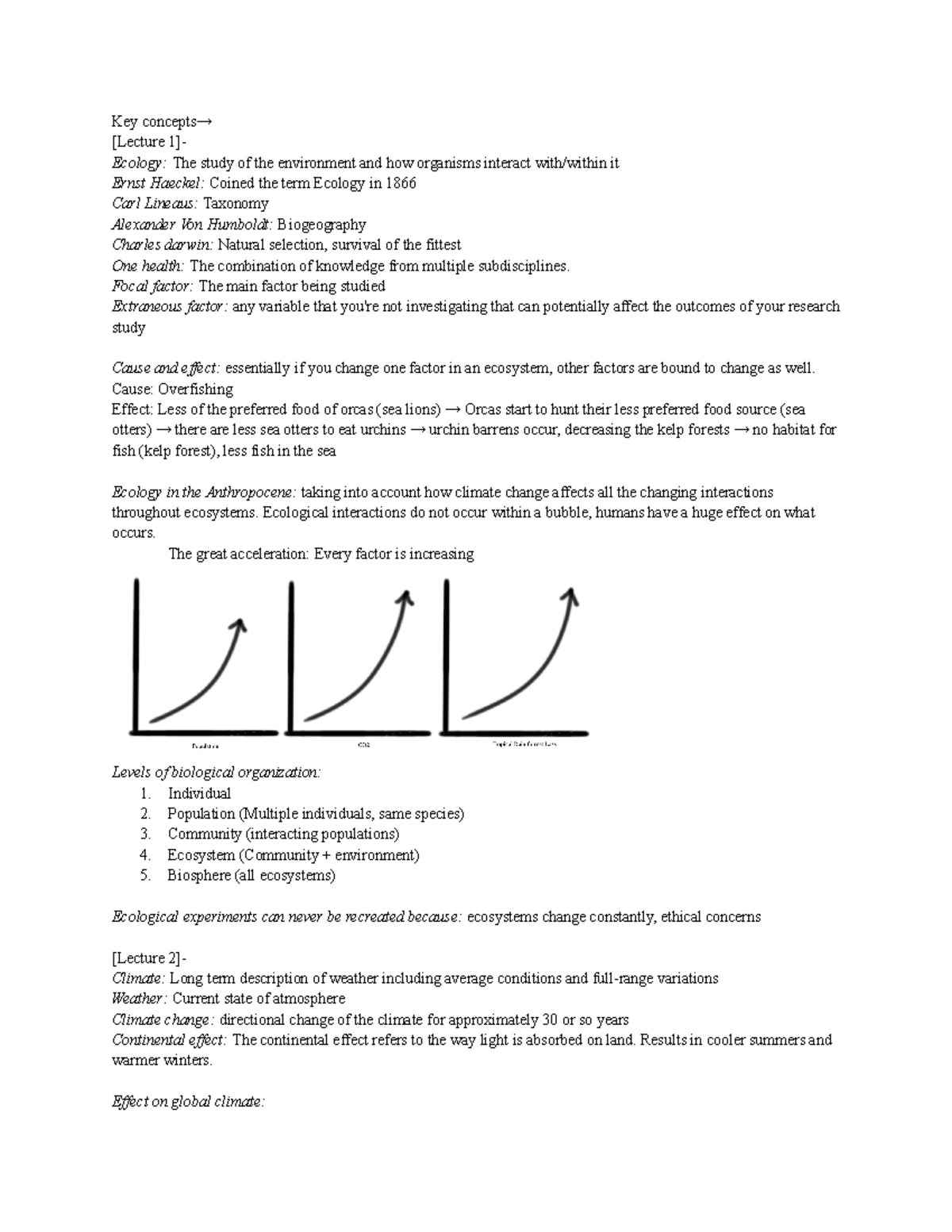 BIO B50 Review - BIOB50 course notes - Key concepts→ [Lecture 1 ...