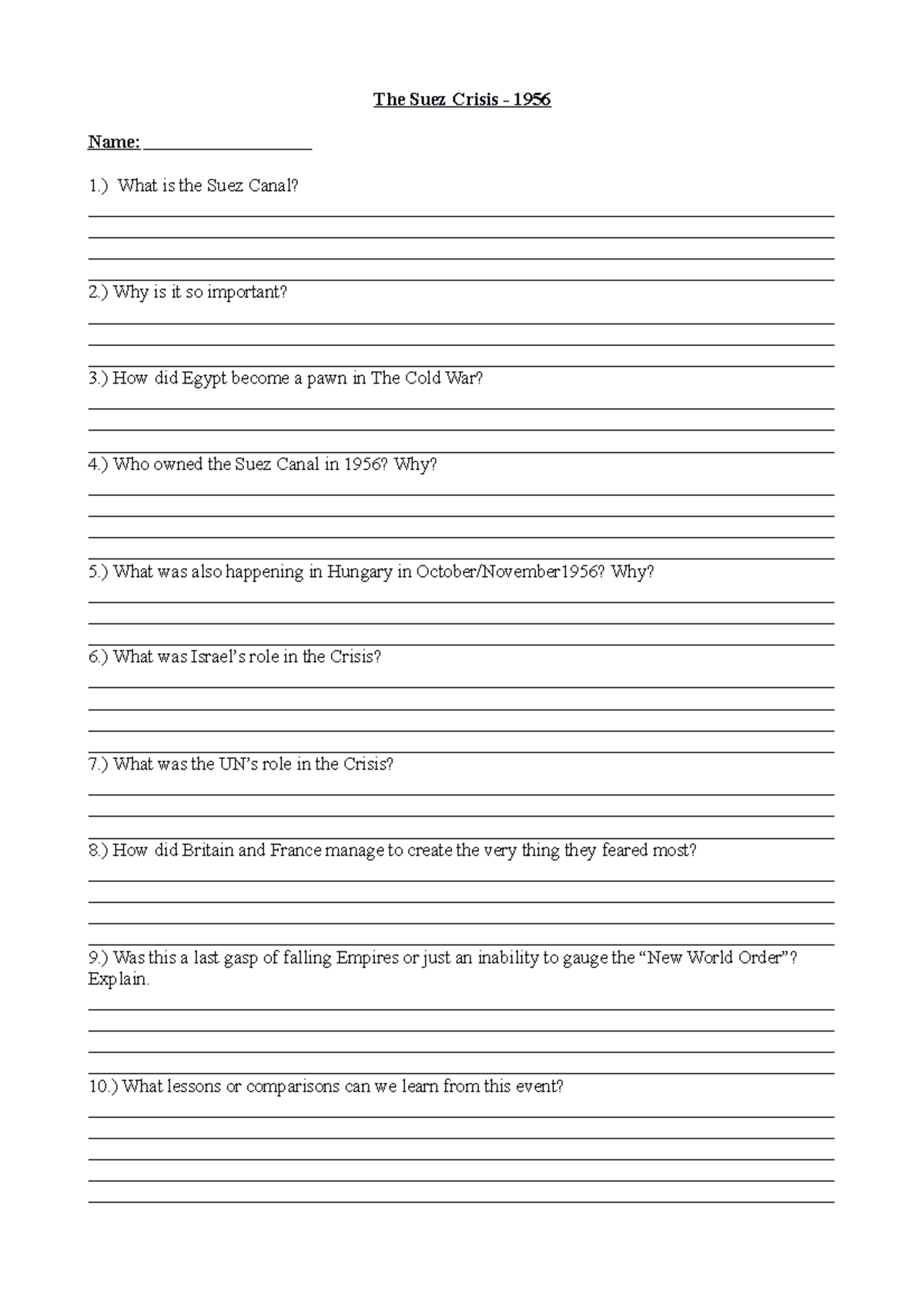 The Suez Crisis - ) What is the Suez Canal? 2.) Why is it so important ...