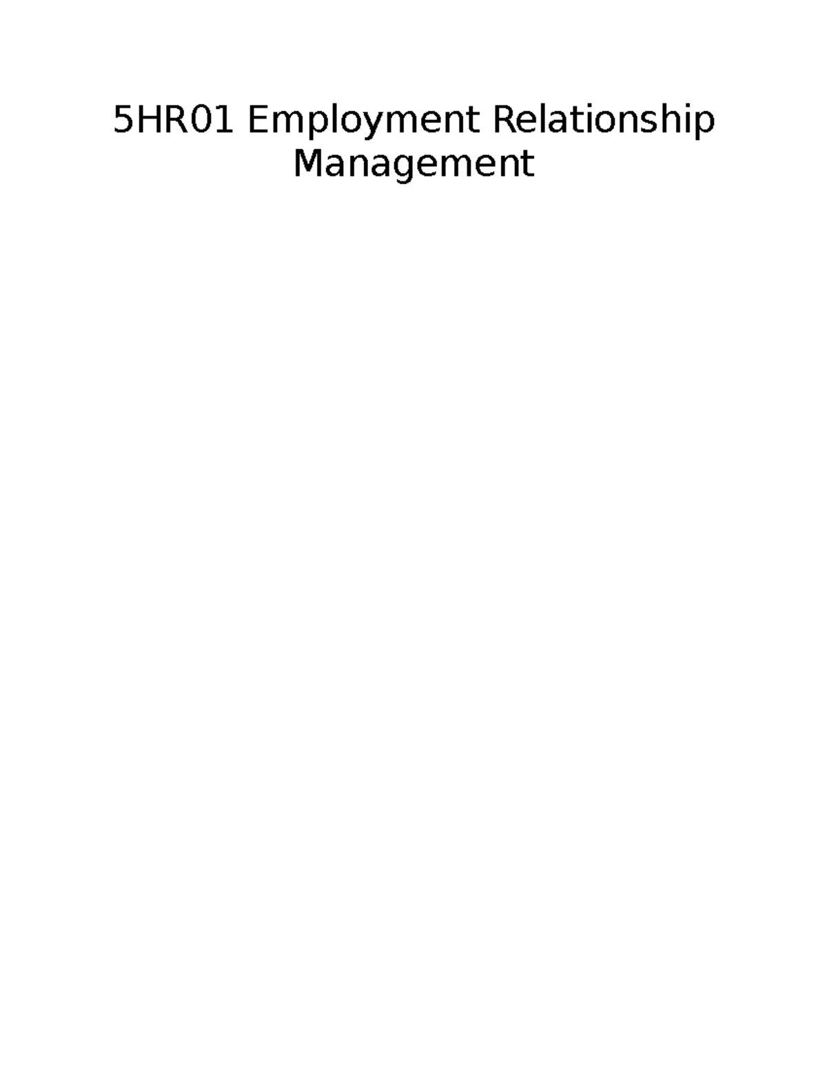course work relating to business - 5HR01 Employment Relationship ...