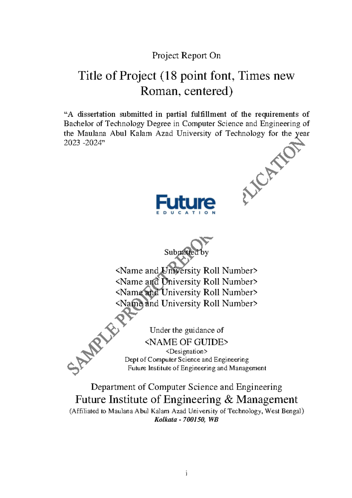 Sample of software based project report 2024 - i Project Report On ...