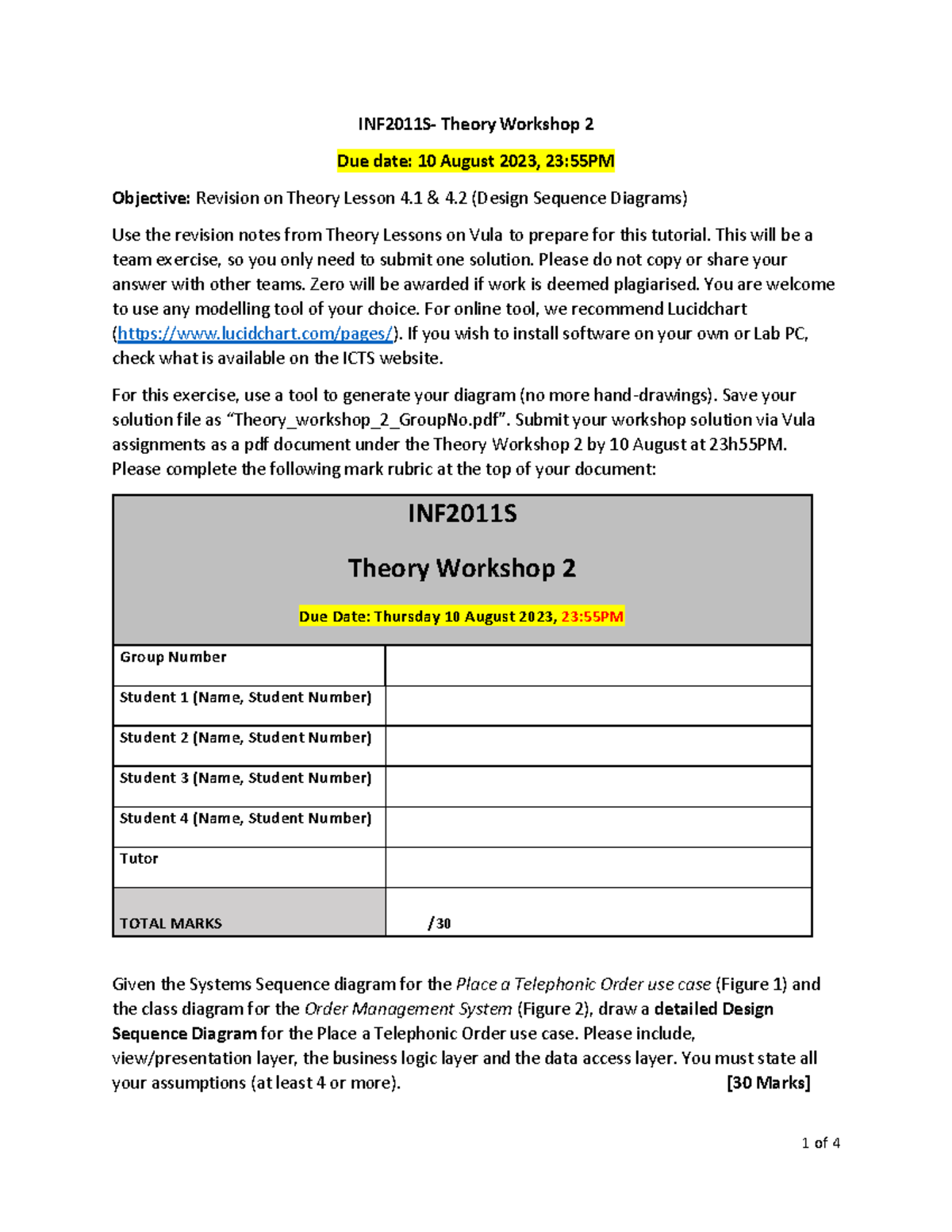 Theory workshop 2 - INF2011S- Theory Workshop 2 Due date: 1 0 August ...