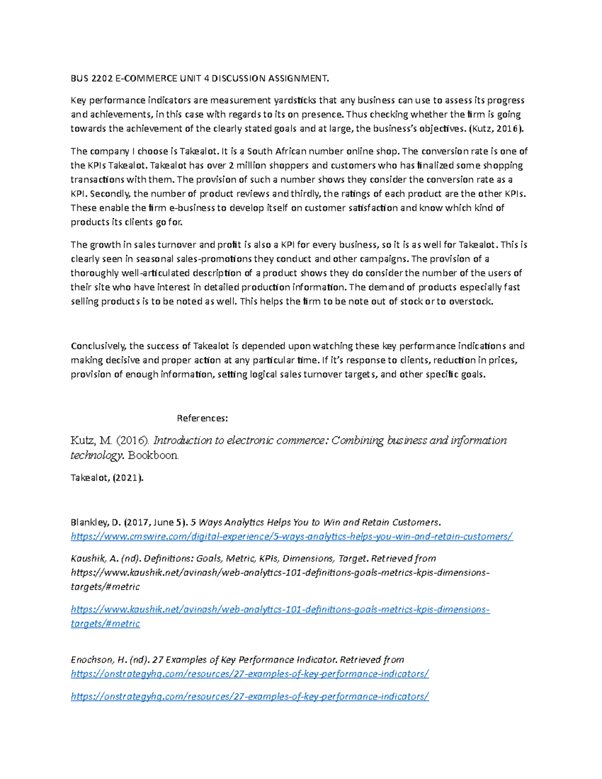 BUS 2202 E- Commerce UNIT 3 Discussion Assignment - BUS 2202 E-COMMERCE UNIT 4 DISCUSSION - Studocu