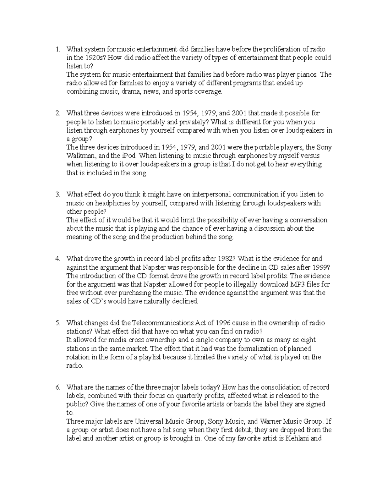 Reading Assignment 1 - What system for music entertainment did families have before the - Studocu