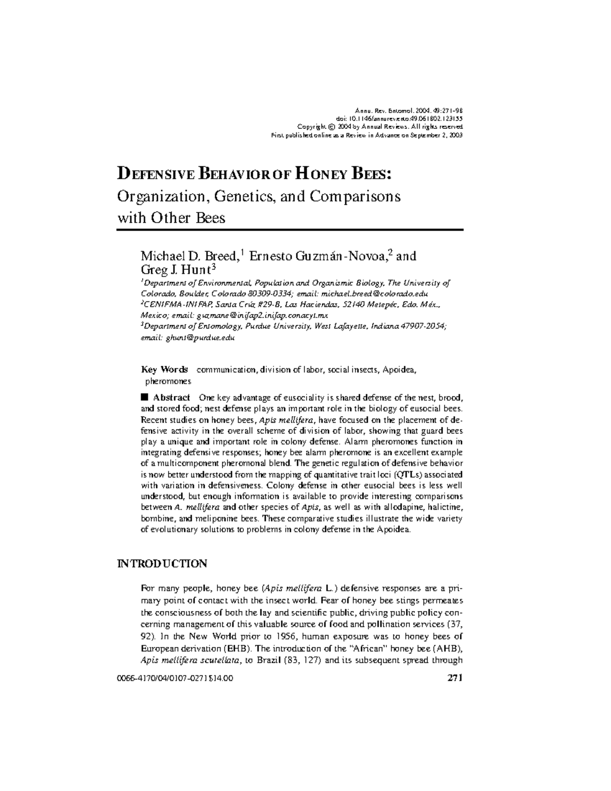 Breedetal - Article - 10.1146/annurev.ento.49. Annu. Rev. Entomol. 2004 ...