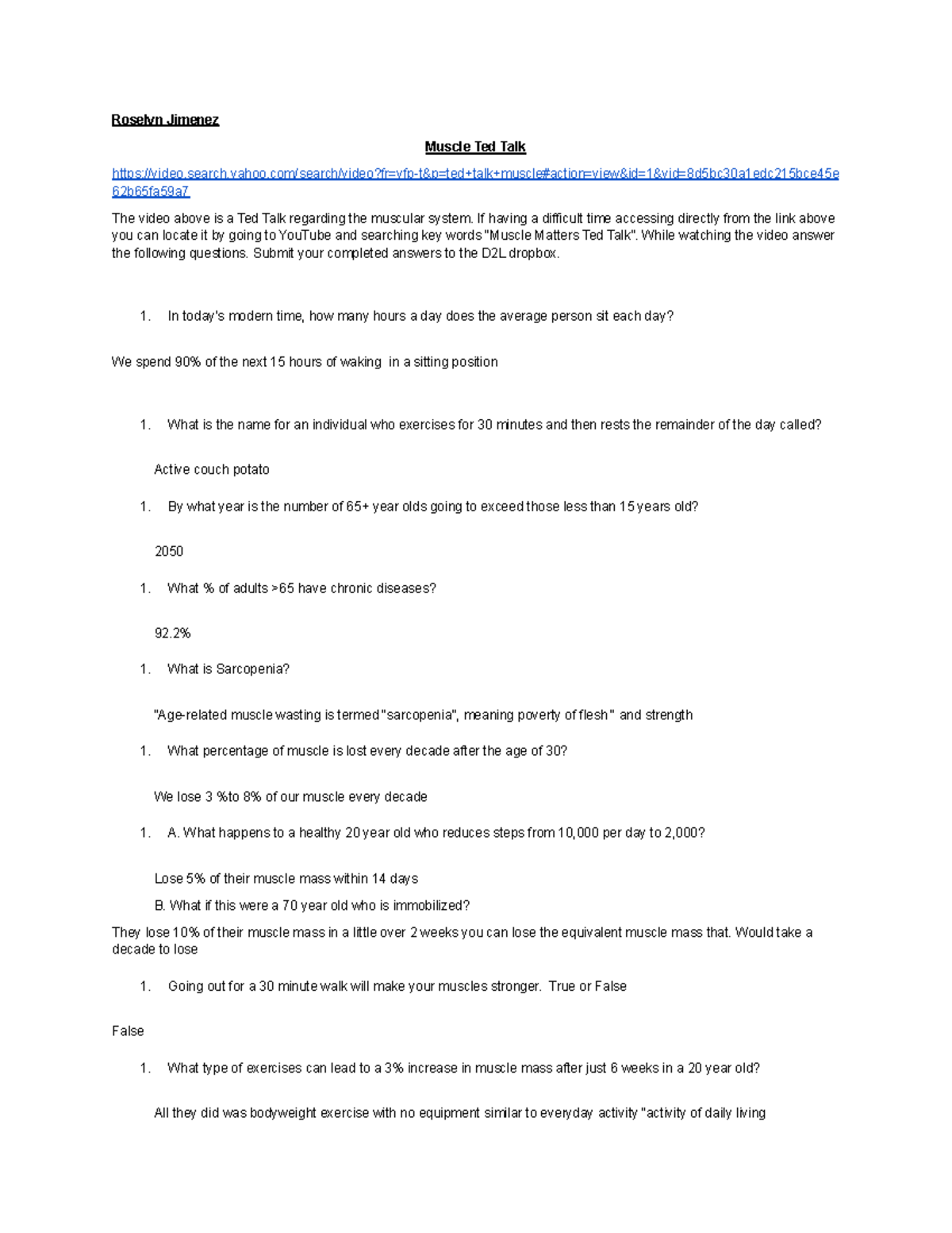 1st Muscle Ted Talk - anatomy - Roselyn Jimenez Muscle Ted Talk - Studocu